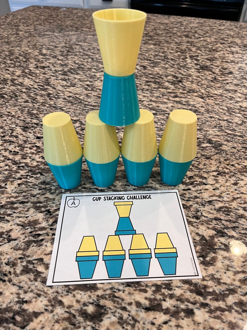 Dynamic Cup Stacking Set With Educational Task Cards for Preschool and ...