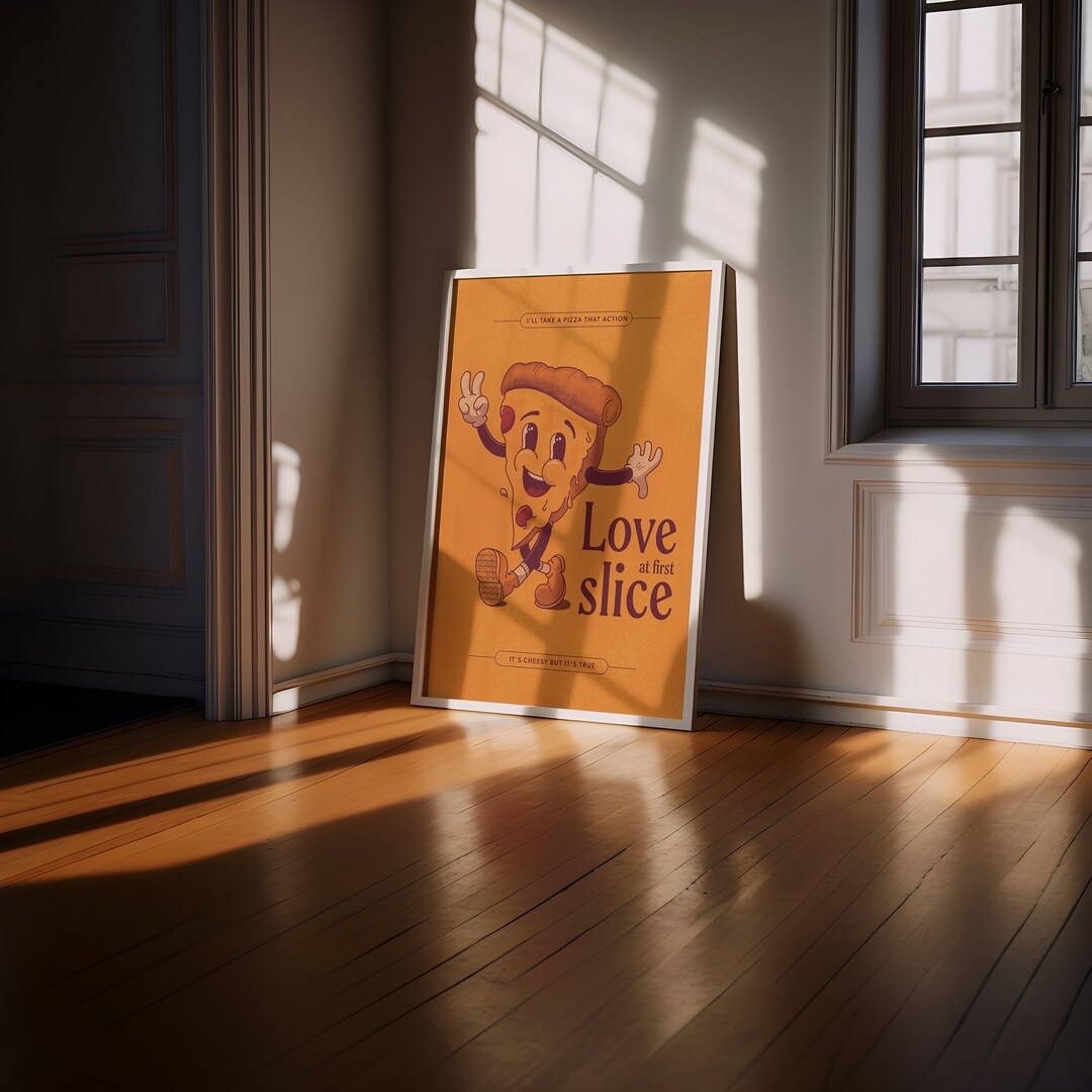 Love at First Slice Poster | Home Decor | Pizza Pun Wall Art | Gift ...