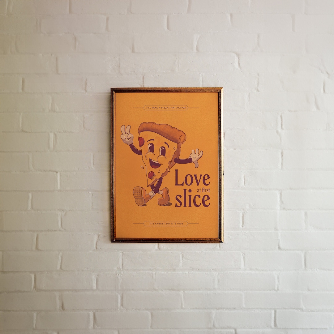 Love at First Slice Poster Home Decor Pizza Pun Wall Art Gift Idea ...