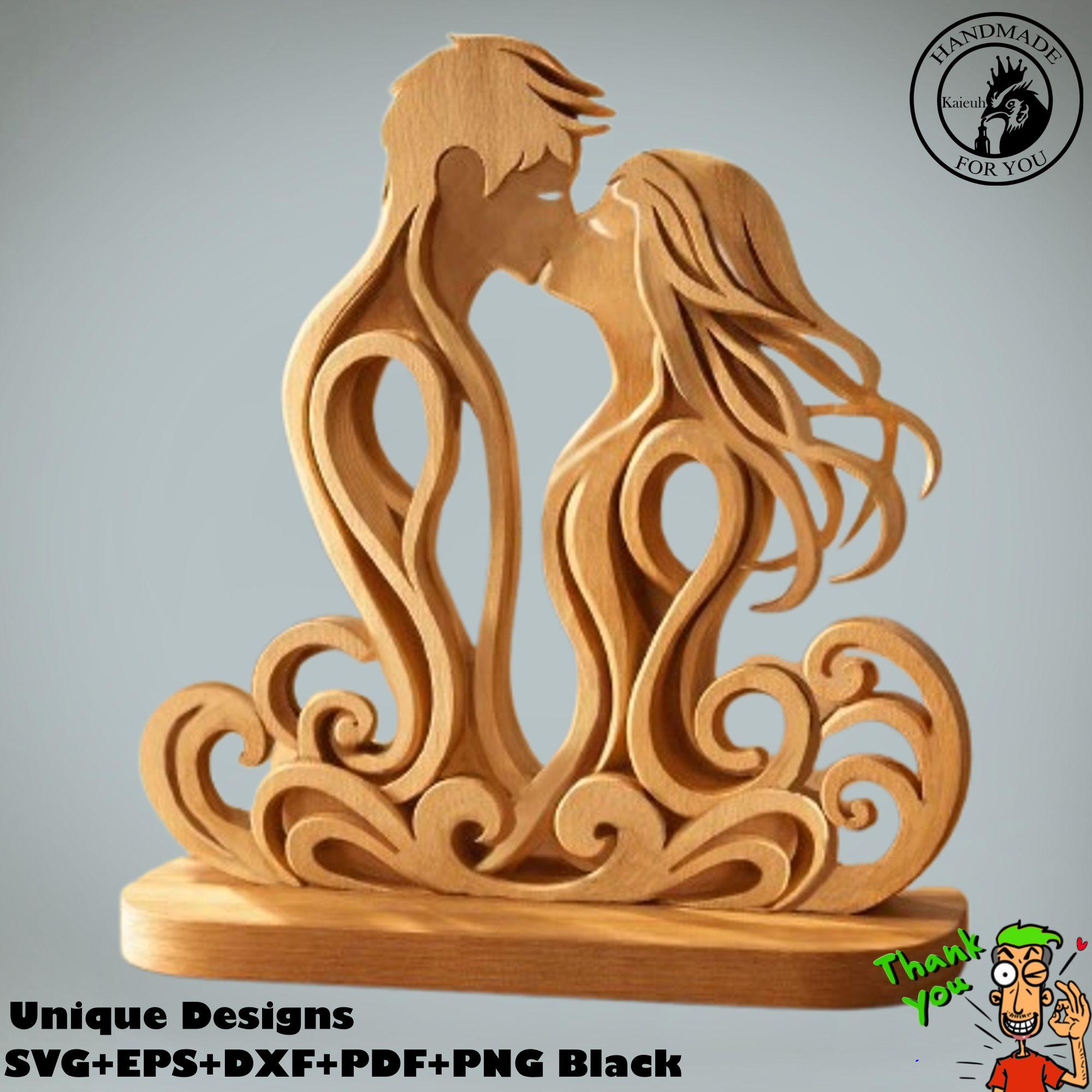 Laser Cut Couple Sculpture, Romantic Wood Art (svg, Png, Dxf, Pdf) - Etsy