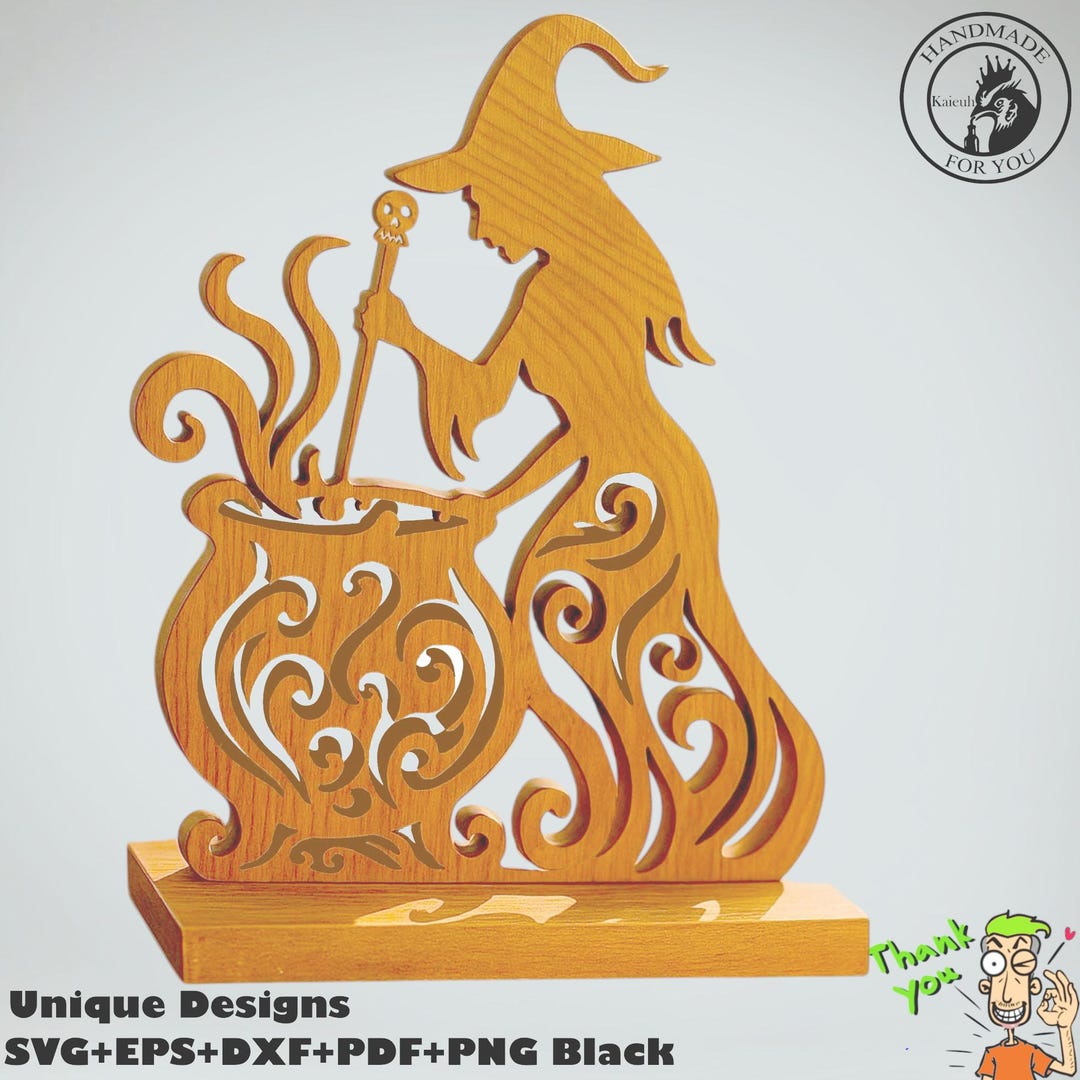 Witch Potion Cauldron: Halloween Wooden Art. Tabletop or Wall Hanging ...
