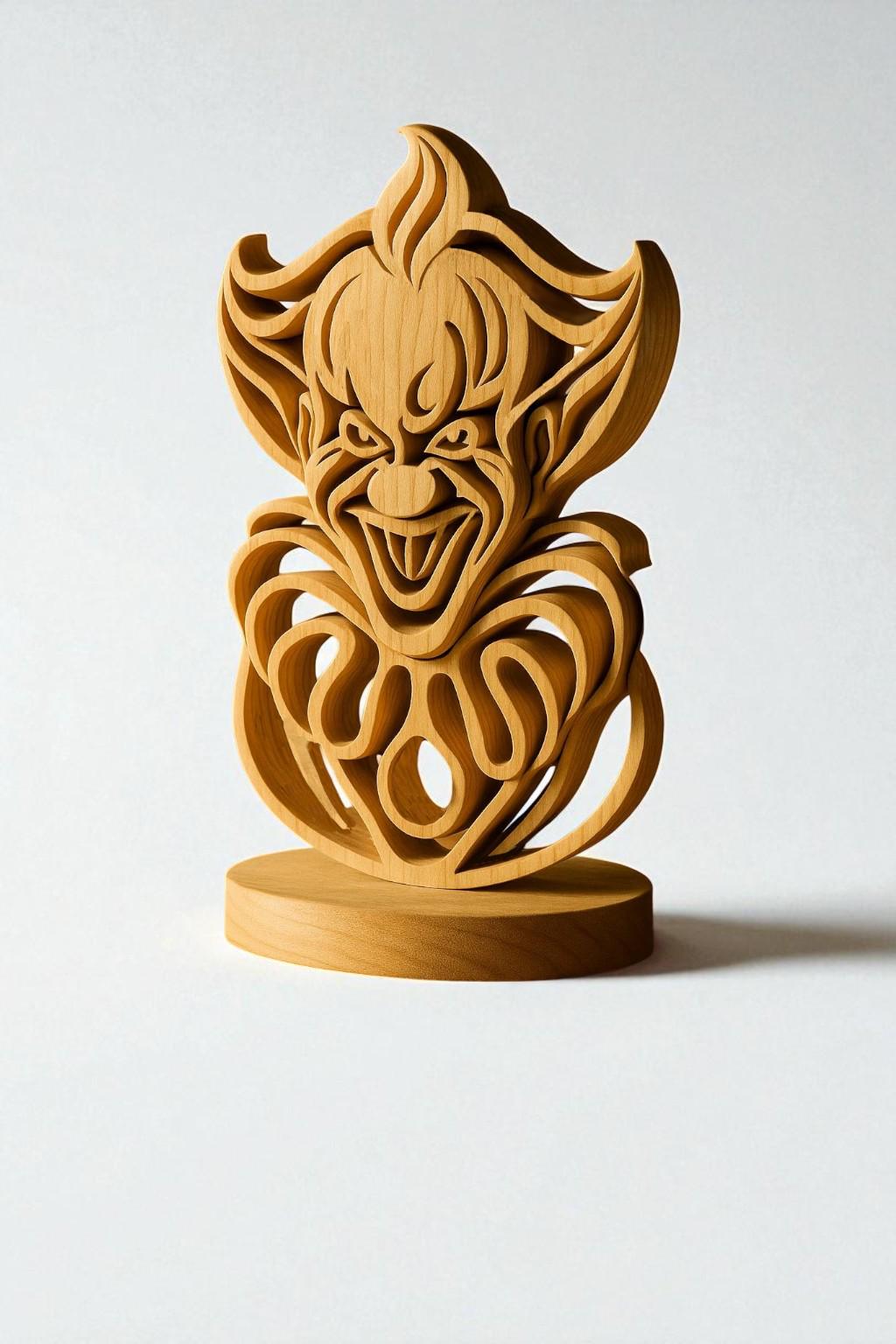 Halloween Clown Decor Wood Art: Wall Hanging or Table Decor (digital ...