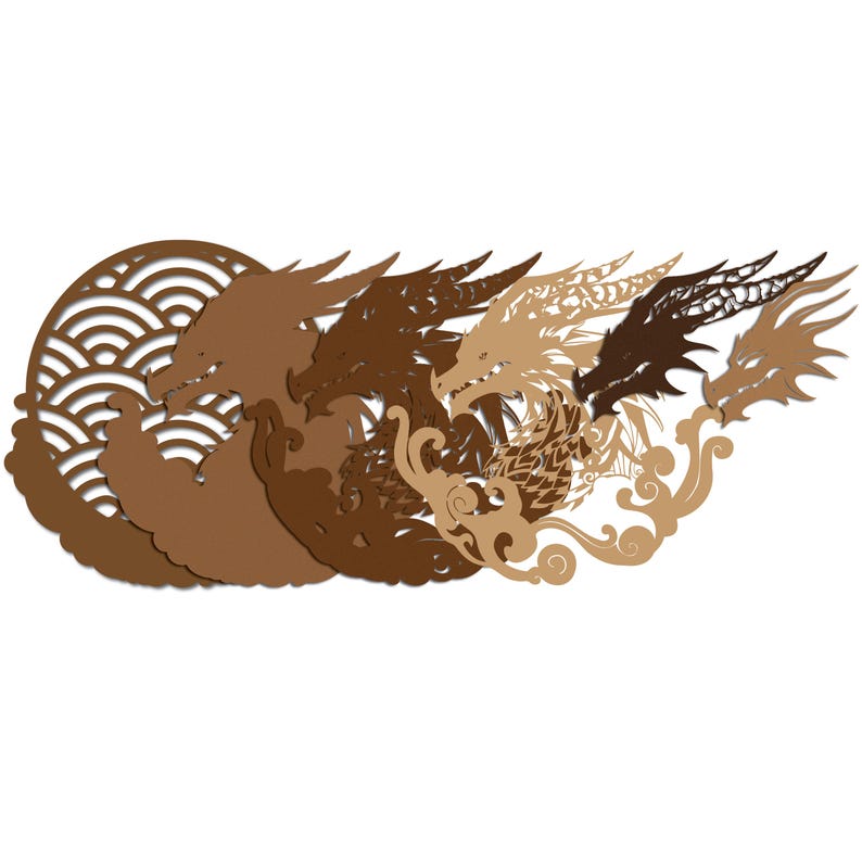 Wind Element Dragon.laser Cut Wooden Wall Art With a 3D Layered Mandala Design.perfect for Home ...