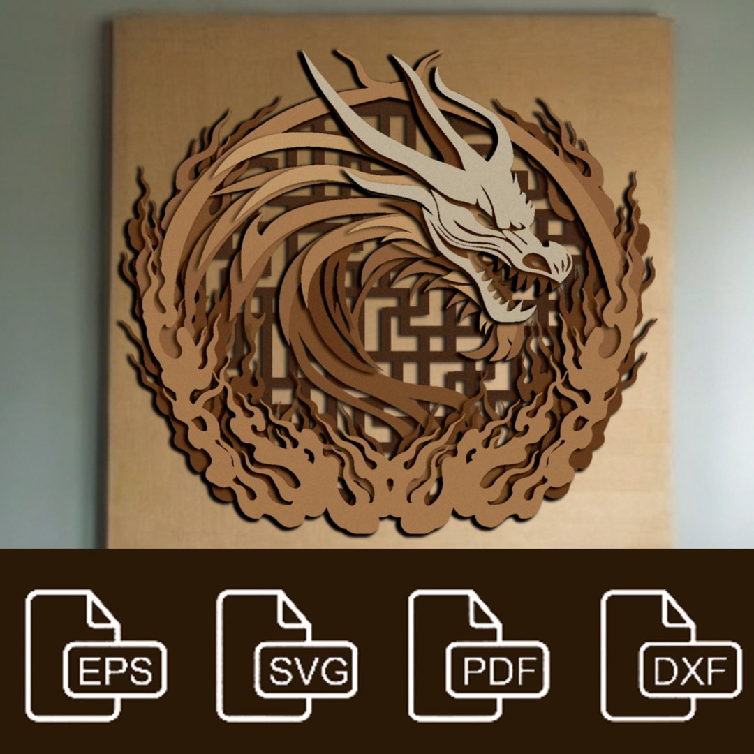 Dragon Chinese Mandala,digital File,laser Cut,svg File,dxf File,multi ...