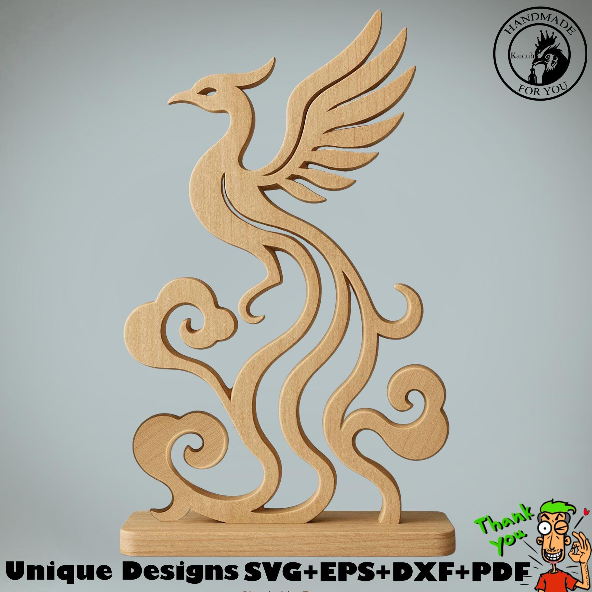Phoenix Wood Art, Laser Cut Home Decor (svg Dxf Eps Pdf) - Etsy