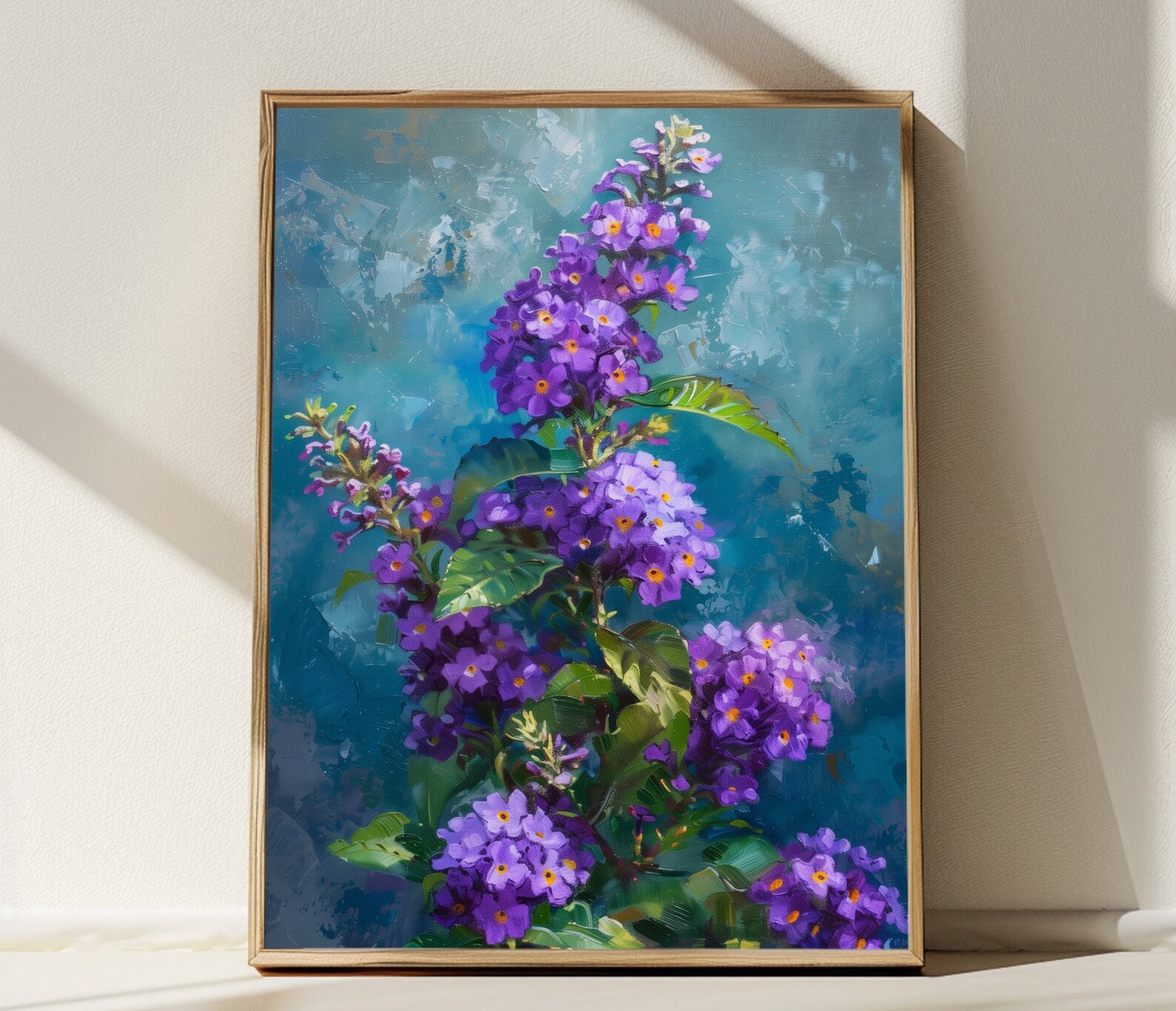 PRINTABLE Blooming Purple Lantana Flower, Vintage Art Style Oil ...