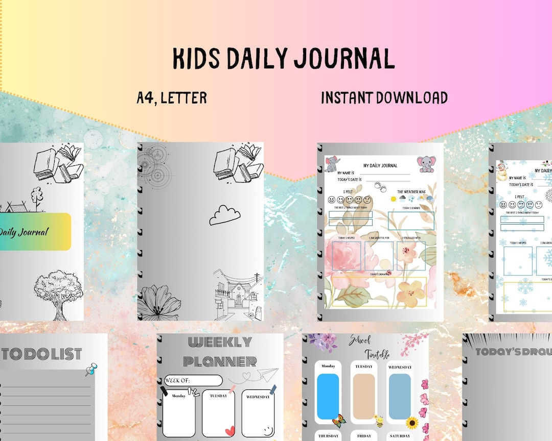 Kids Daily Journal Printable Journal for Kids Diary for Children Kids ...