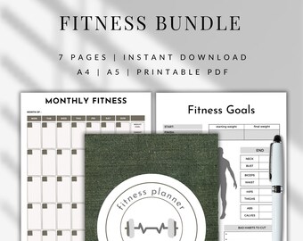 Printable Health and Fitness Planner Bundle, Fitness Journal, Diet ...