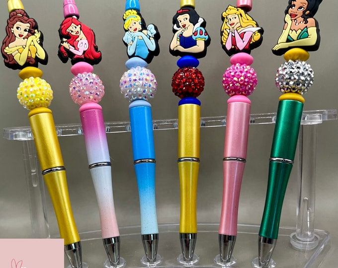 Disney Princess Beaded Pens // Character Beaded Pens // Cute Beaded ...