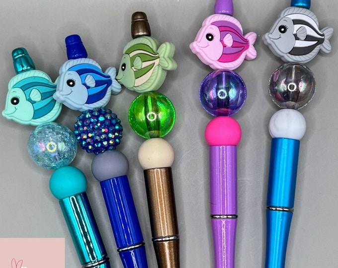 Fish Beaded Pen // Cute Fish Beaded Pen // Character Beaded Pens // Ballpoint Beaded Pens ...