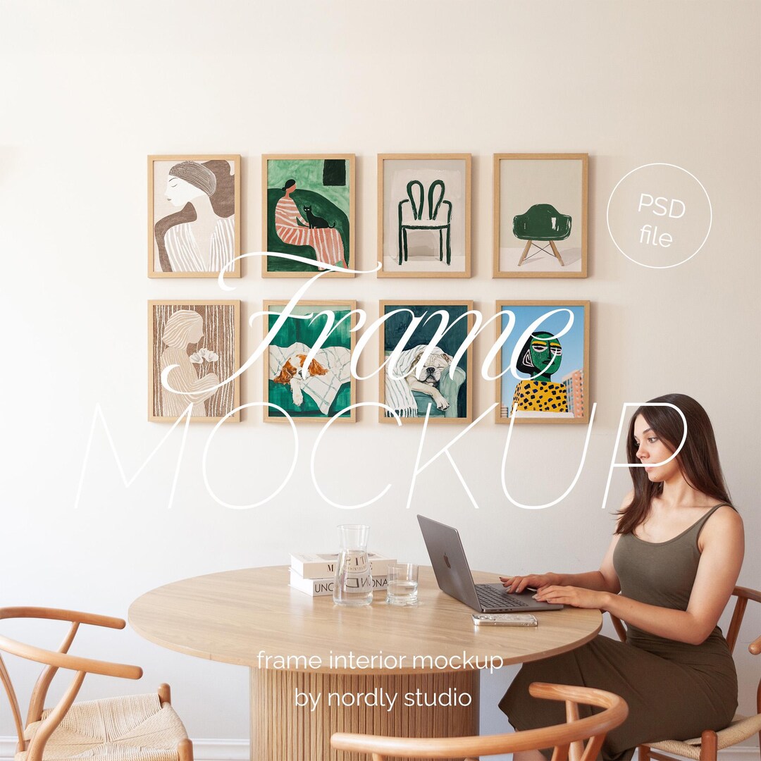 Gallery Wall Mockup With Person Set of 8 Wall Gallery Mockup Frame ...