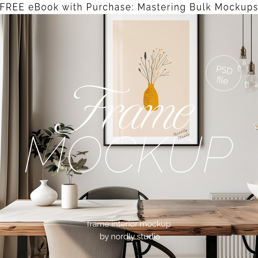 Dining Room Frame Mockup: Thin Wood, DIN A Ratio (PSD Photoshop ...