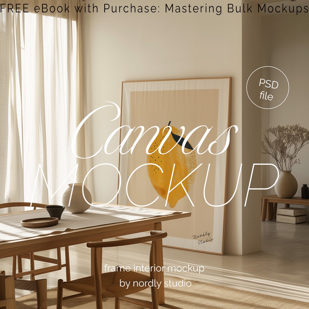 Framed Canvas Mockup, Floater Frame Mockup, ISO DIN A Ratio, Thin Wood ...