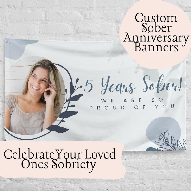 Custom Sobriety Banner, Personalized Sober Anniversary Sign ...