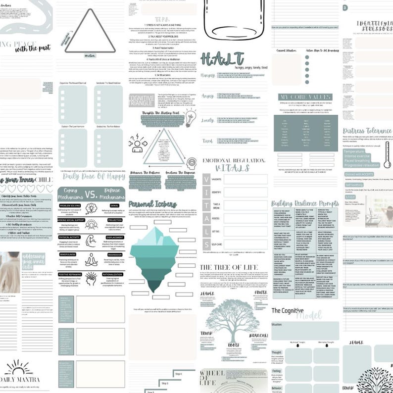 Inner Strength Mental Health Worksheet Bundle, CBT Printable Worksheets ...