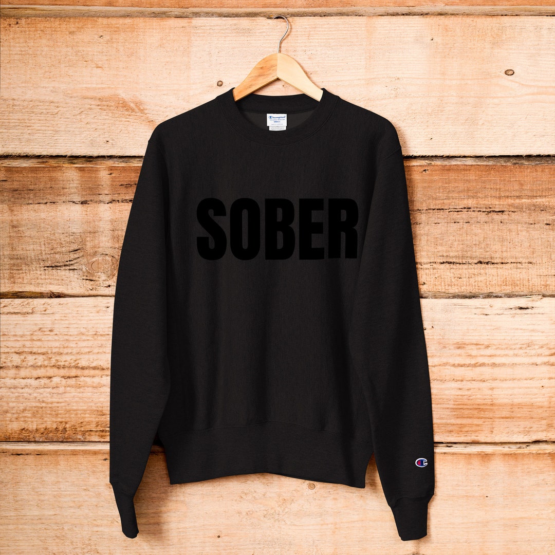 Oversized Black on Black Sober Champion Crewneck Sweatshirt, Recovery ...