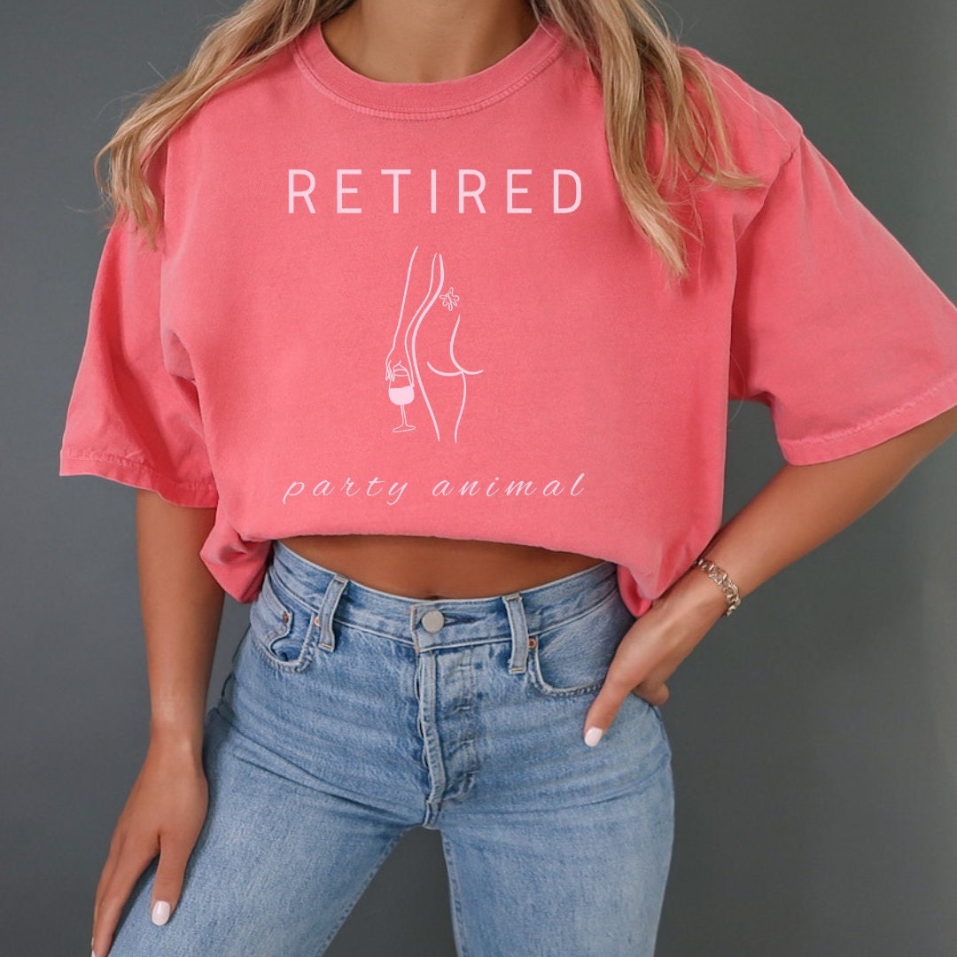 Retired Party Animal Sobriety T-shirt, Recovery Shirts, Pink on Pink ...