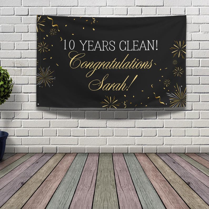 Custom Sobriety Banner, Personalized Sober Anniversary Sign ...
