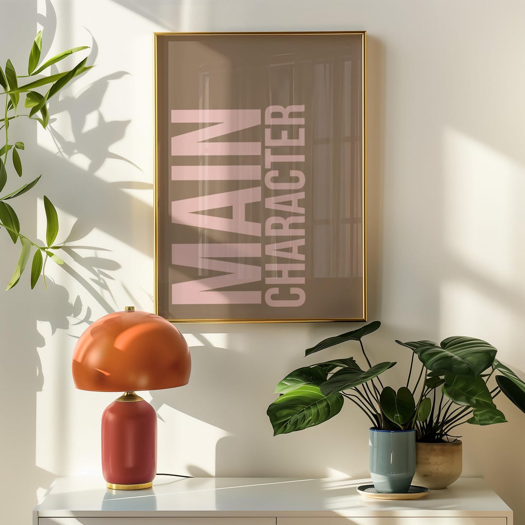 Main Character Poster, Trendy Brown & Pink Inspirational Wall Art - Etsy