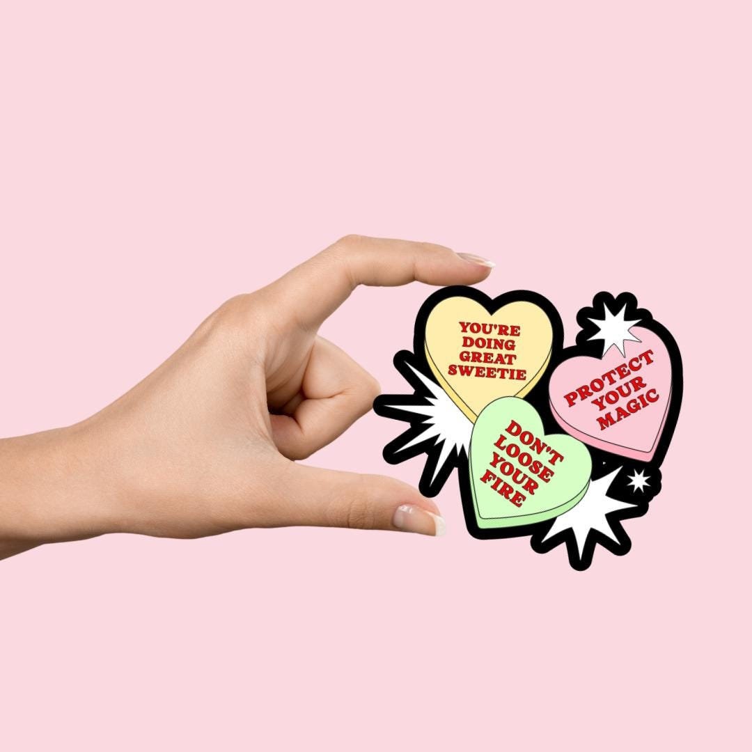 Candy Heart Sticker, Mental Health Stickers, Recovery Stickers, Cute ...