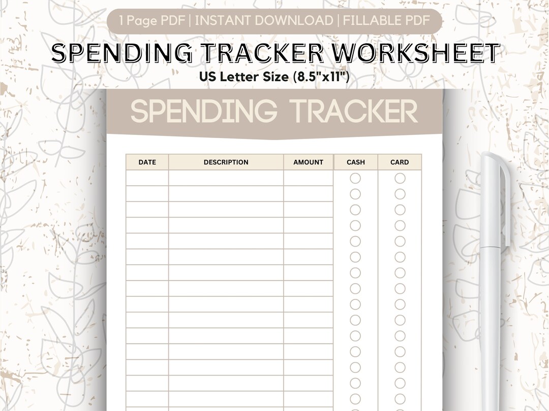 Spending Tracker, Budget Worksheet, Expense Log, Expense Tracker ...