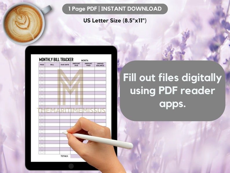 Monthly Bill Payment Tracker, Expense Log, Printable Expense Tracker ...