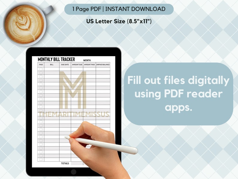 Monthly Bill Payment Tracker, Expense Log, Printable Expense Tracker ...