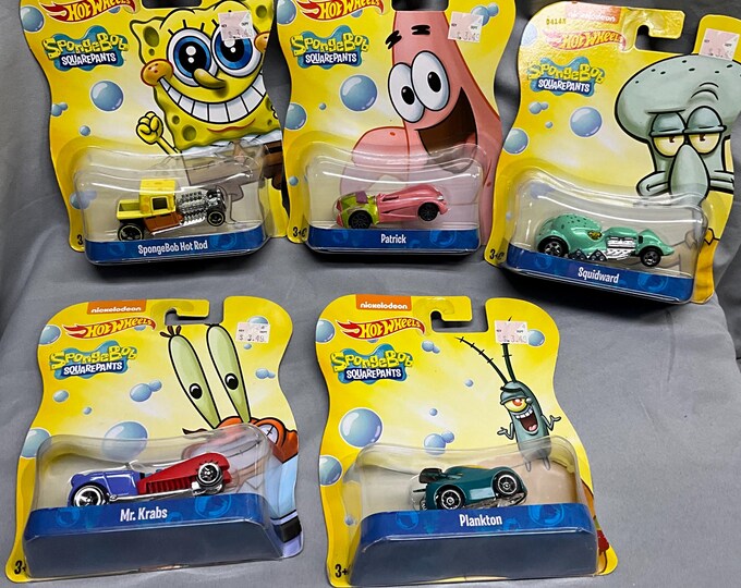 Set of 5 Nickelodeon Hot Wheels Spongebob Hot Rod, Patrick, Squidward ...