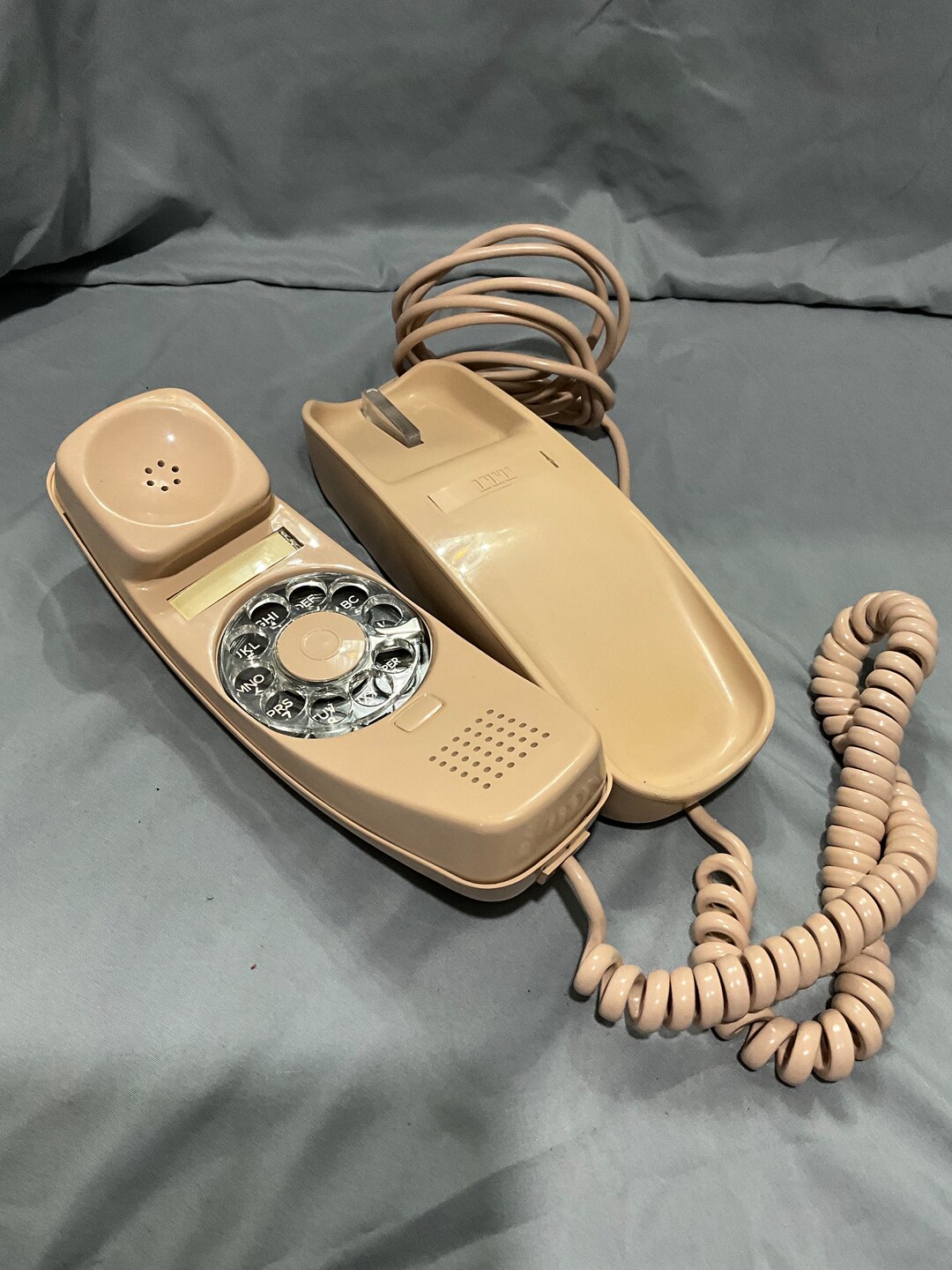 Vintage Beige Rotary Slimline Handset Phone - Etsy
