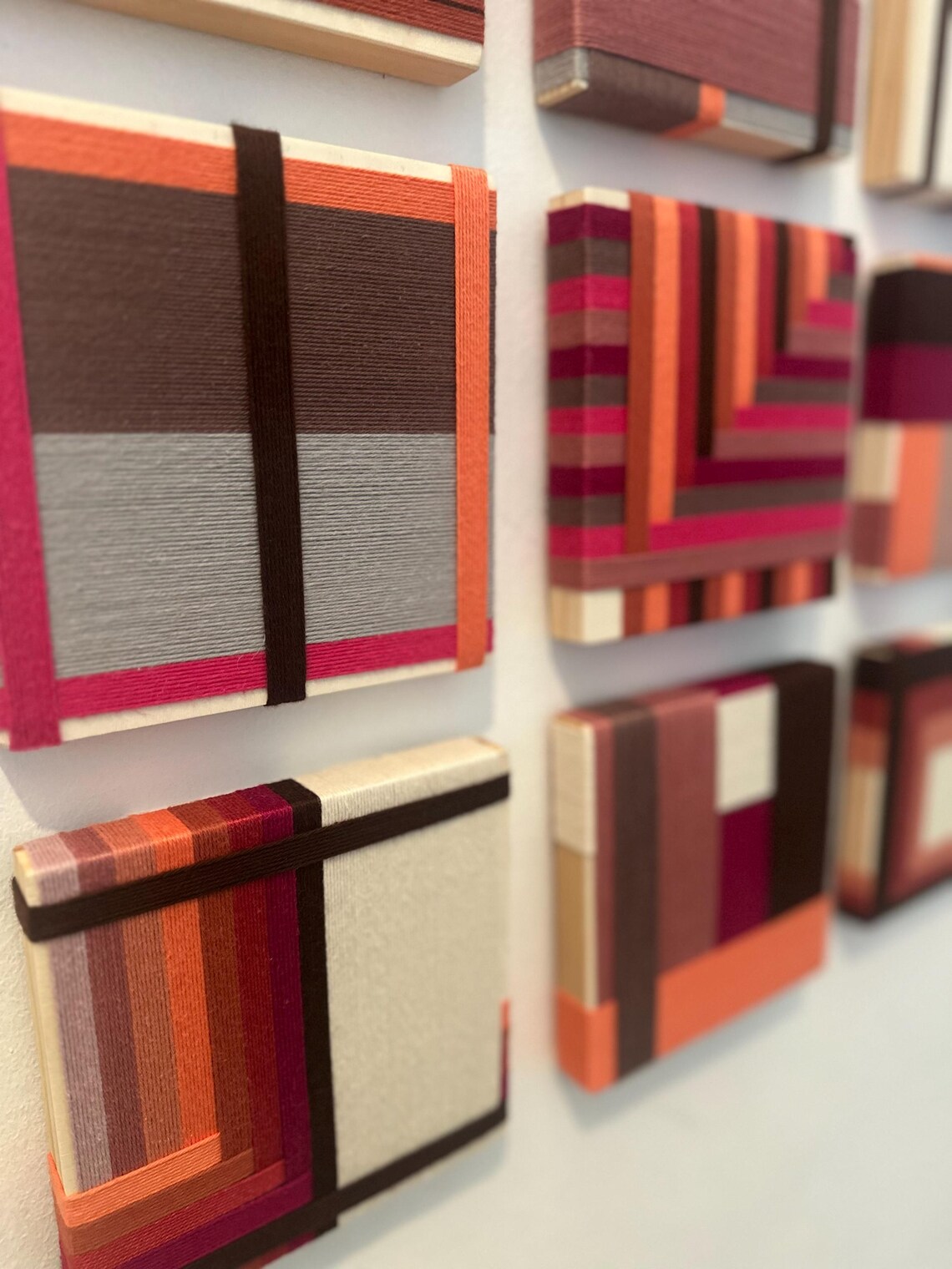 Abstract Textile Artworks Created by Hand Weaving and Wrapping Multi ...