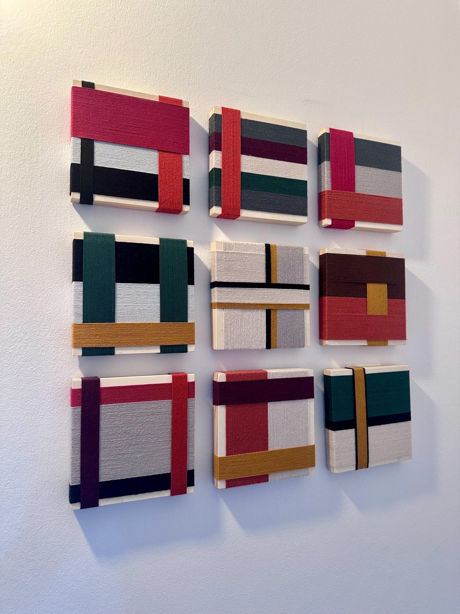 Abstract Textile Artworks Created by Hand Weaving and Wrapping Multi ...