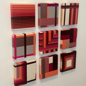 Abstract Textile Artworks Created by Hand Weaving and Wrapping Multi ...