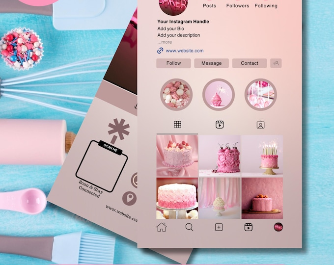 Bakery Instagram Business Card, QR Card, Cake Shop IG Calling Card ...