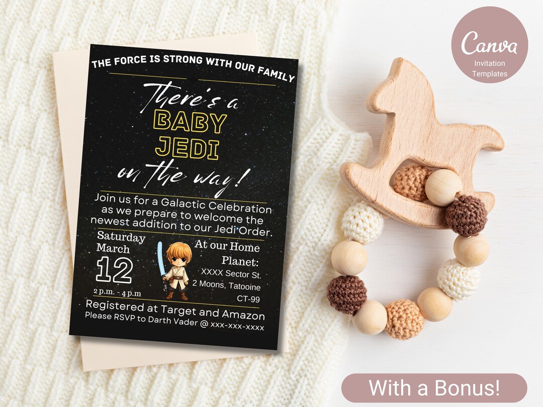 Editable Star Wars Future Baby Jedi Baby Shower Invitation Template ...