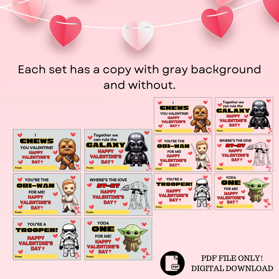 Star Wars Printable Valentine's Day Cards for Kids, Instant Download ...