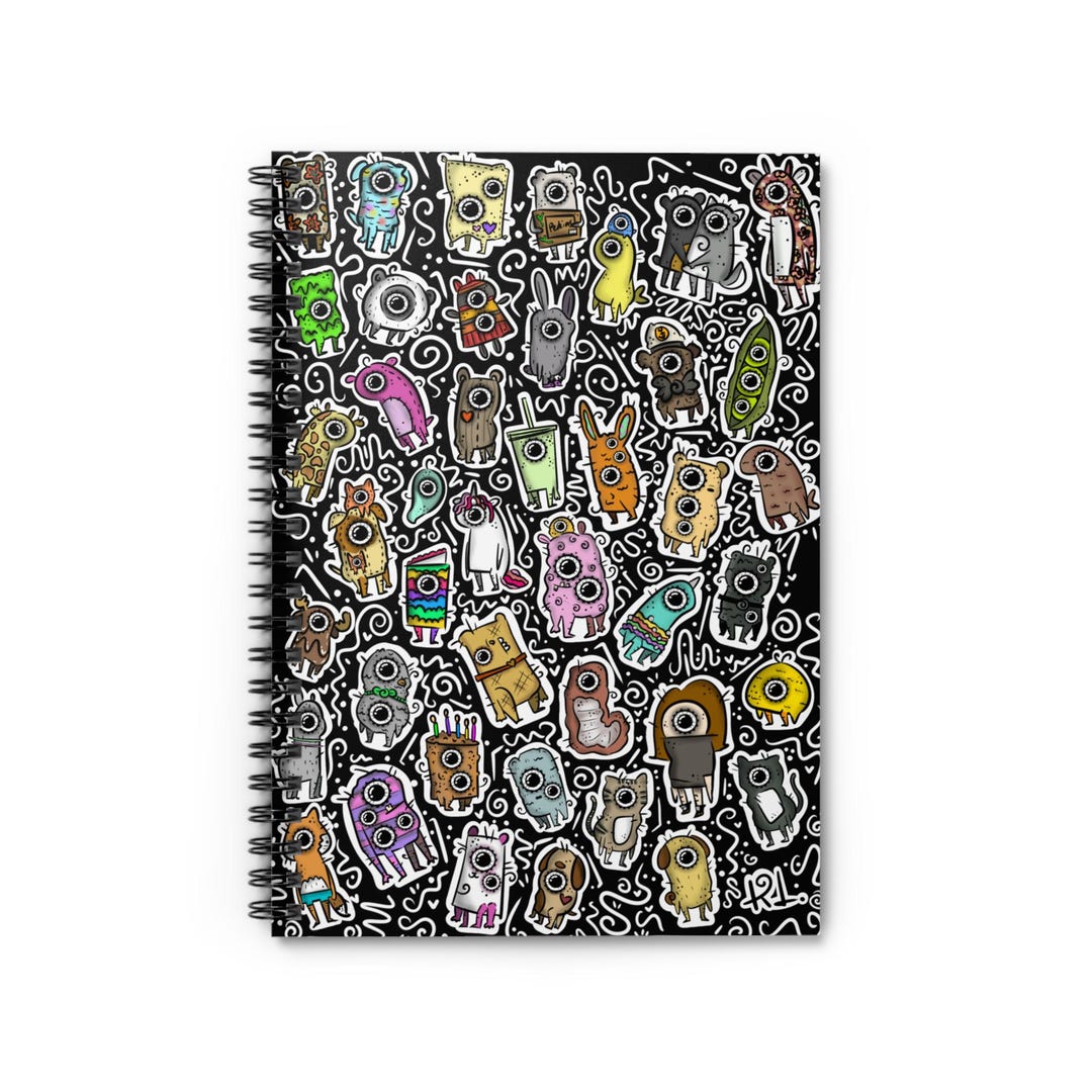 Spiral Notebook: Little Mutant Monsters, Cute Creature Diary, Lined ...