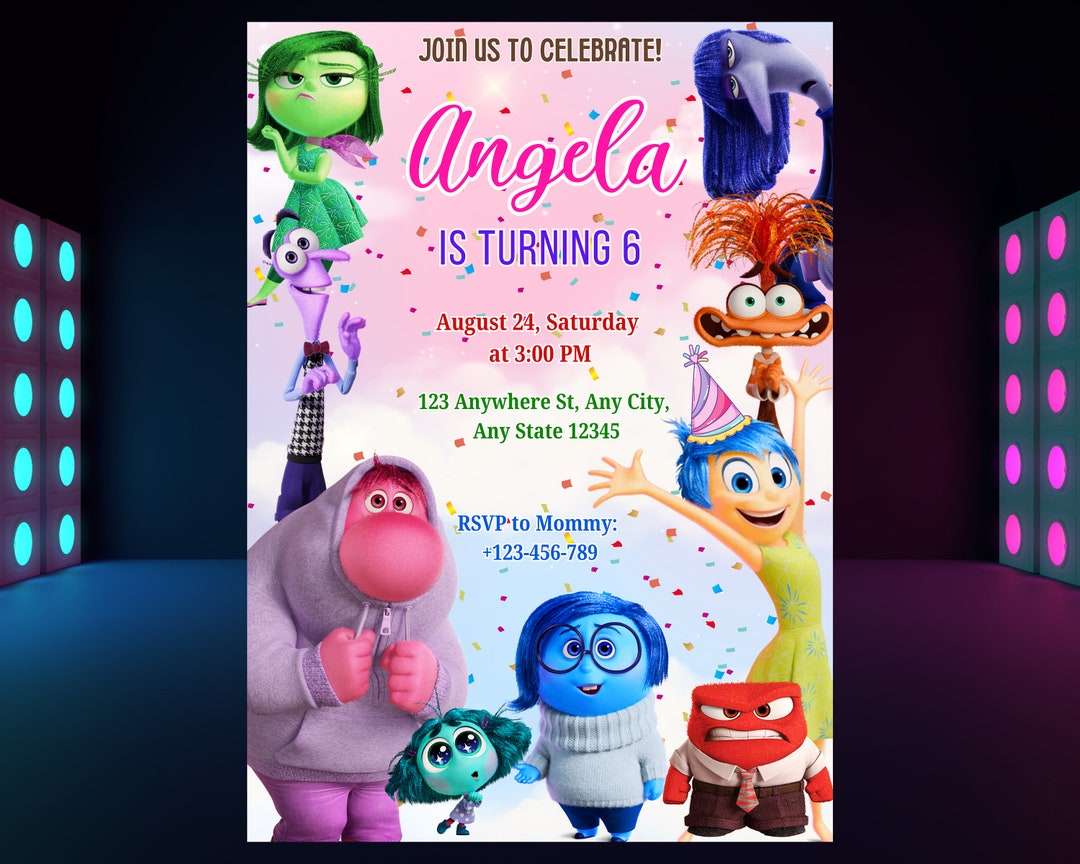 Editable Inside Out 2 Invitation, Inside Out 2 Invitation, Editable ...