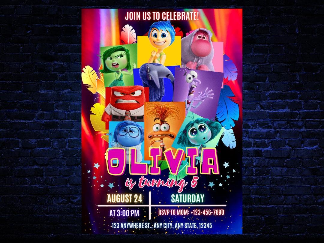 Editable Inside Out 2 Invitation, Inside Out 2 Invitation, Editable ...