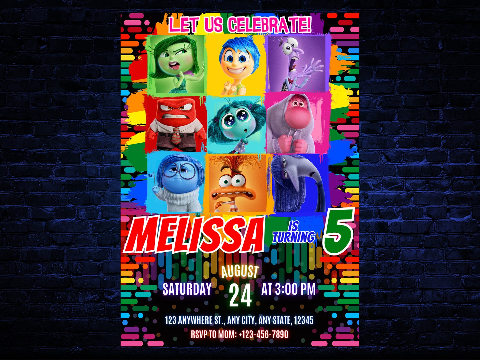 Editable Inside Out 2 Invitation, Inside Out 2 Invitation, Editable ...