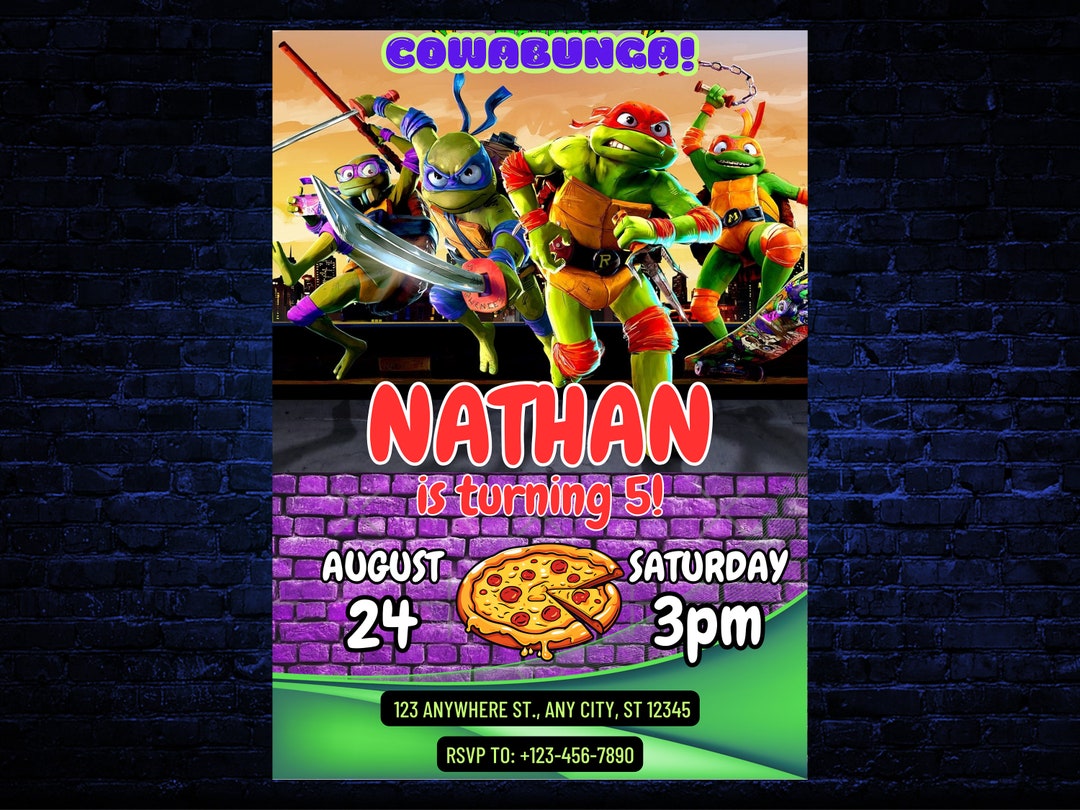 Editable Ninja Turtle Invitation, Ninja Turtle Invitation, Editable ...