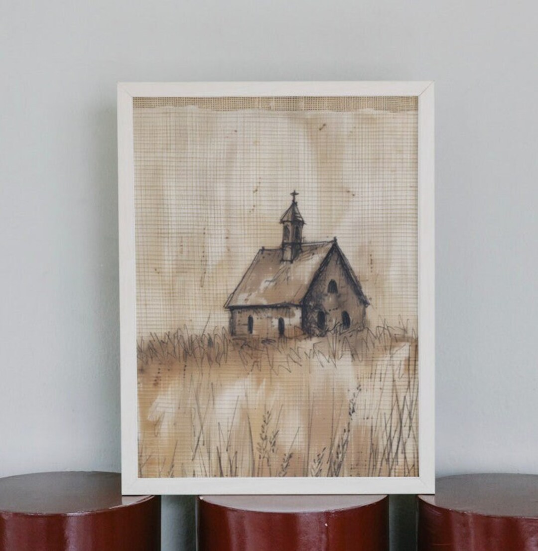 Old Church Line Art, Digital Print,elegant Printable Wall Art,christian ...