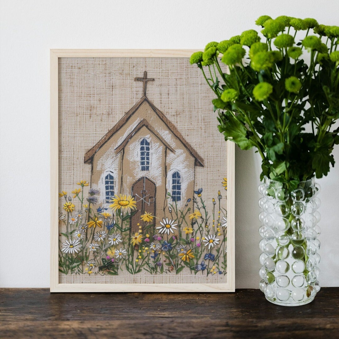 Old Church Line Art, Digital Print,elegant Printable Wall Art,christian ...