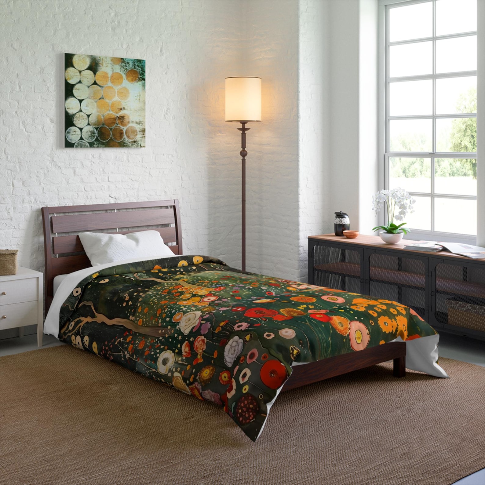 Gustav Klimt Inspired Bedspread, Green Botanical Summer Lightweight Bed ...
