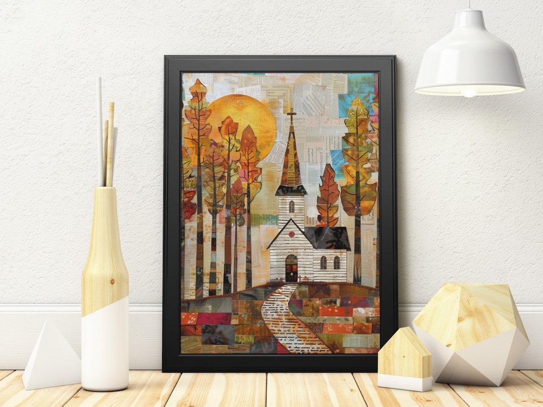 Collage Church Art, Digital Print, Printable Wall Art, Christian ...