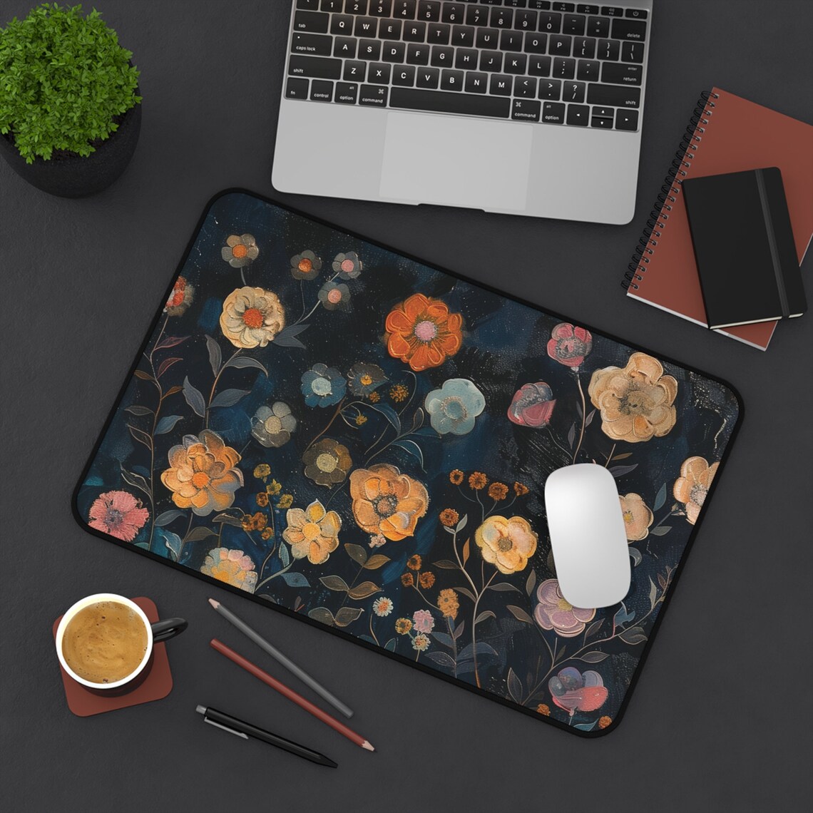 Botanical Desk Mat, Extra Large Cottagecore Mousepad, Cute Floral Desk ...