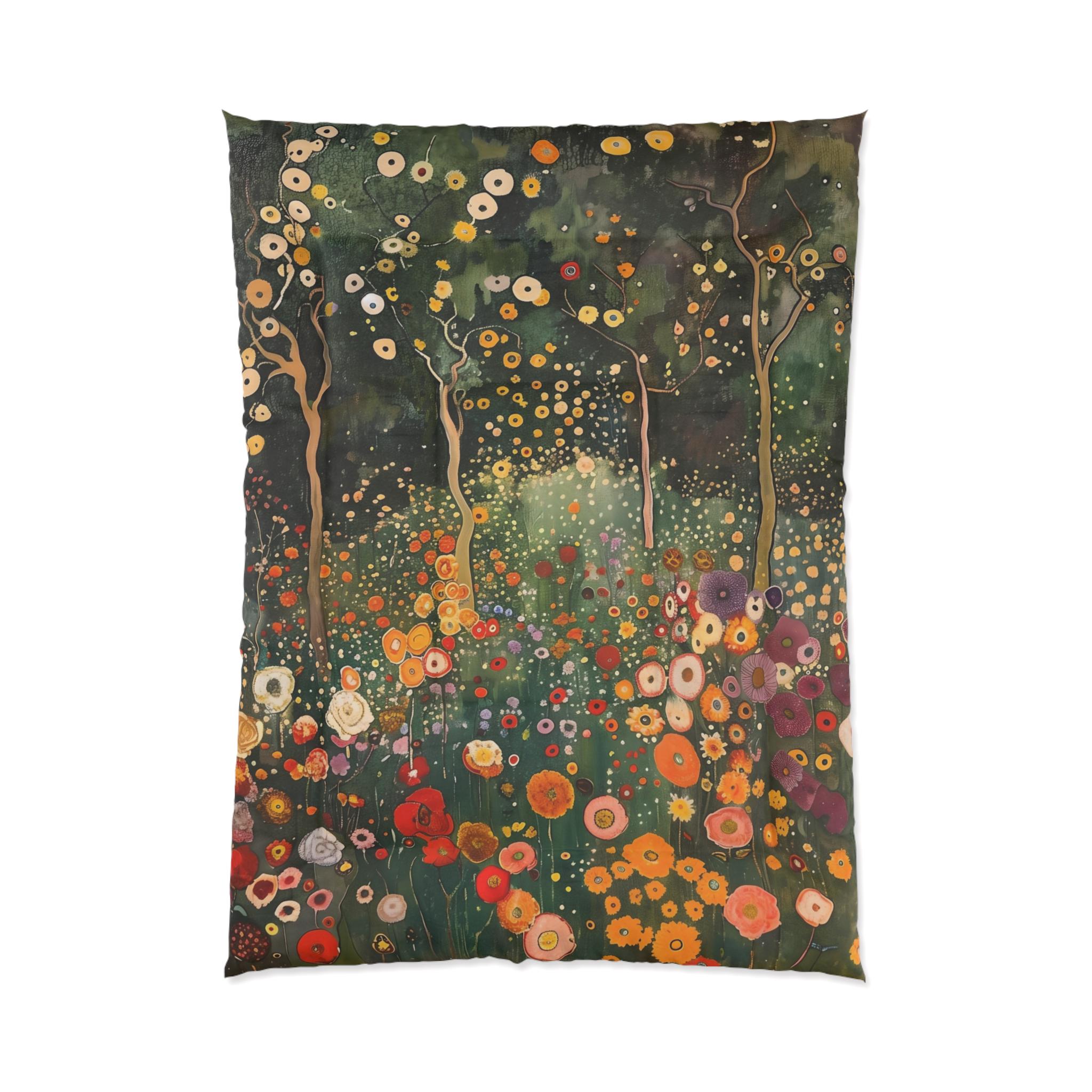 Gustav Klimt Inspired Bedspread, Green Botanical Summer Lightweight Bed ...