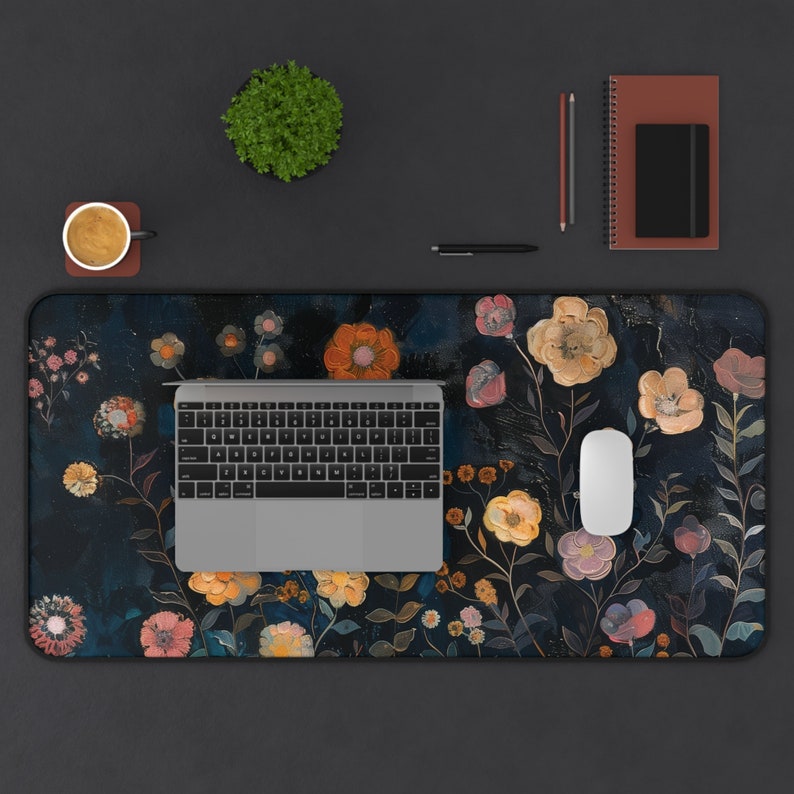 Botanical Desk Mat, Extra Large Cottagecore Mousepad, Cute Floral Desk ...