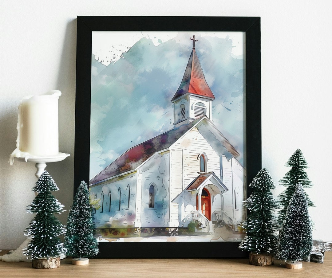 Old Church Watercolor,digital Print,elegant Printable Wall Art ...