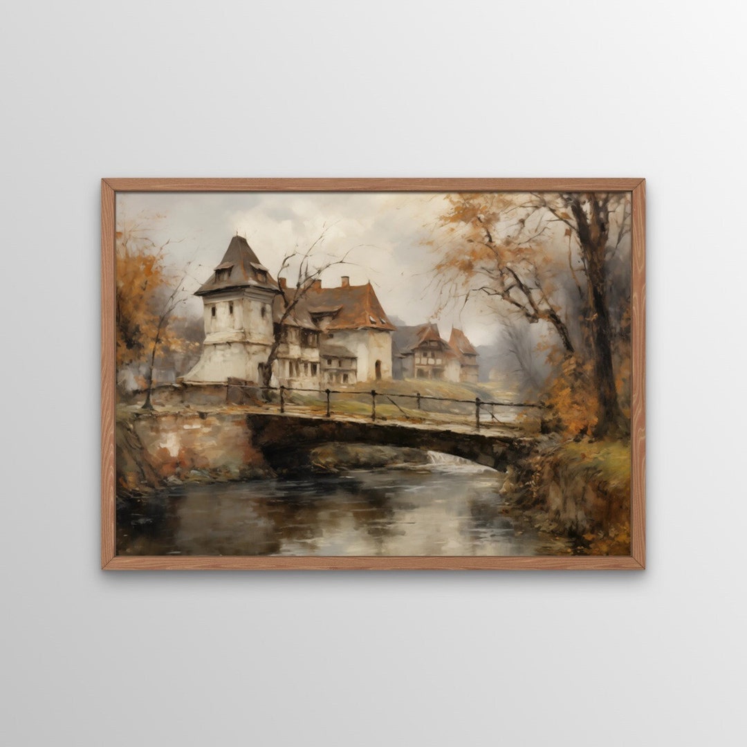 Cozy European Village Wall Art, Digital Print, Elegant Printable Wall ...