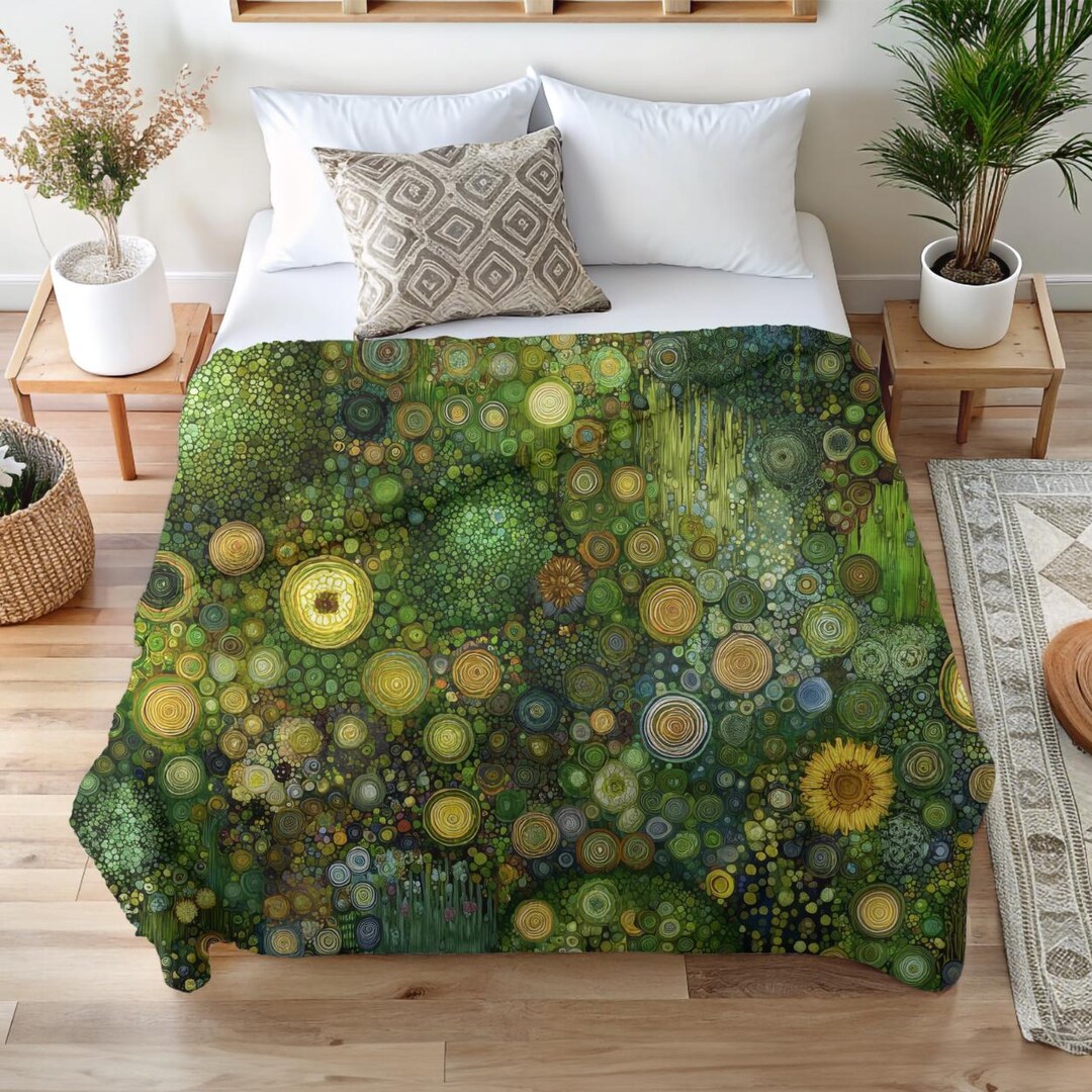 Gustav Klimt Inspired Bedspread, Lightweight Botanical Summer Bed ...